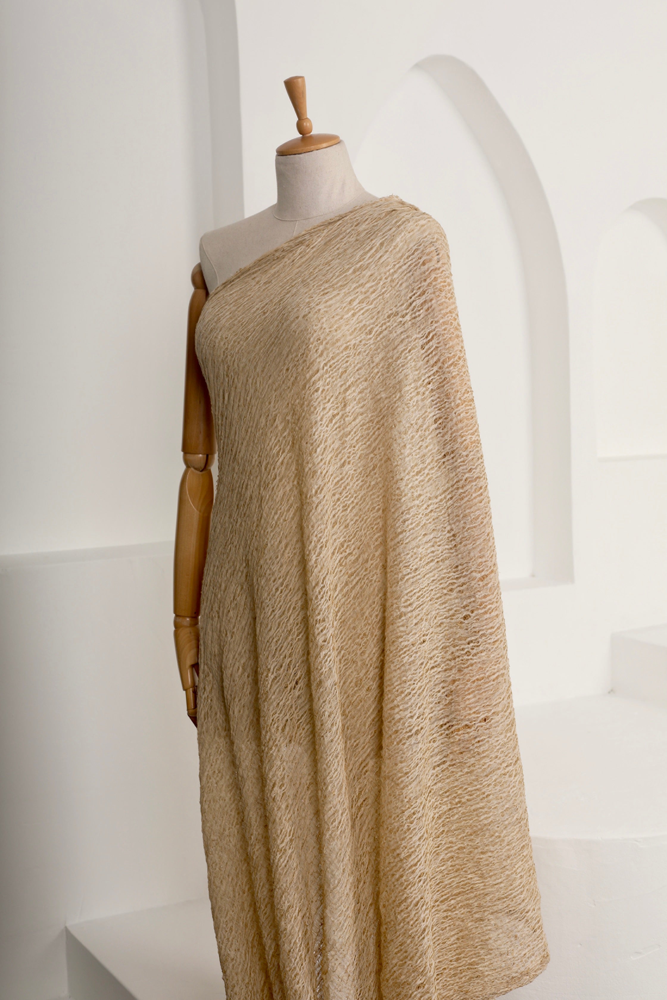 Camel Unique Natural Sheer, Textured Cotton Linen Mix Special Fabrics ...