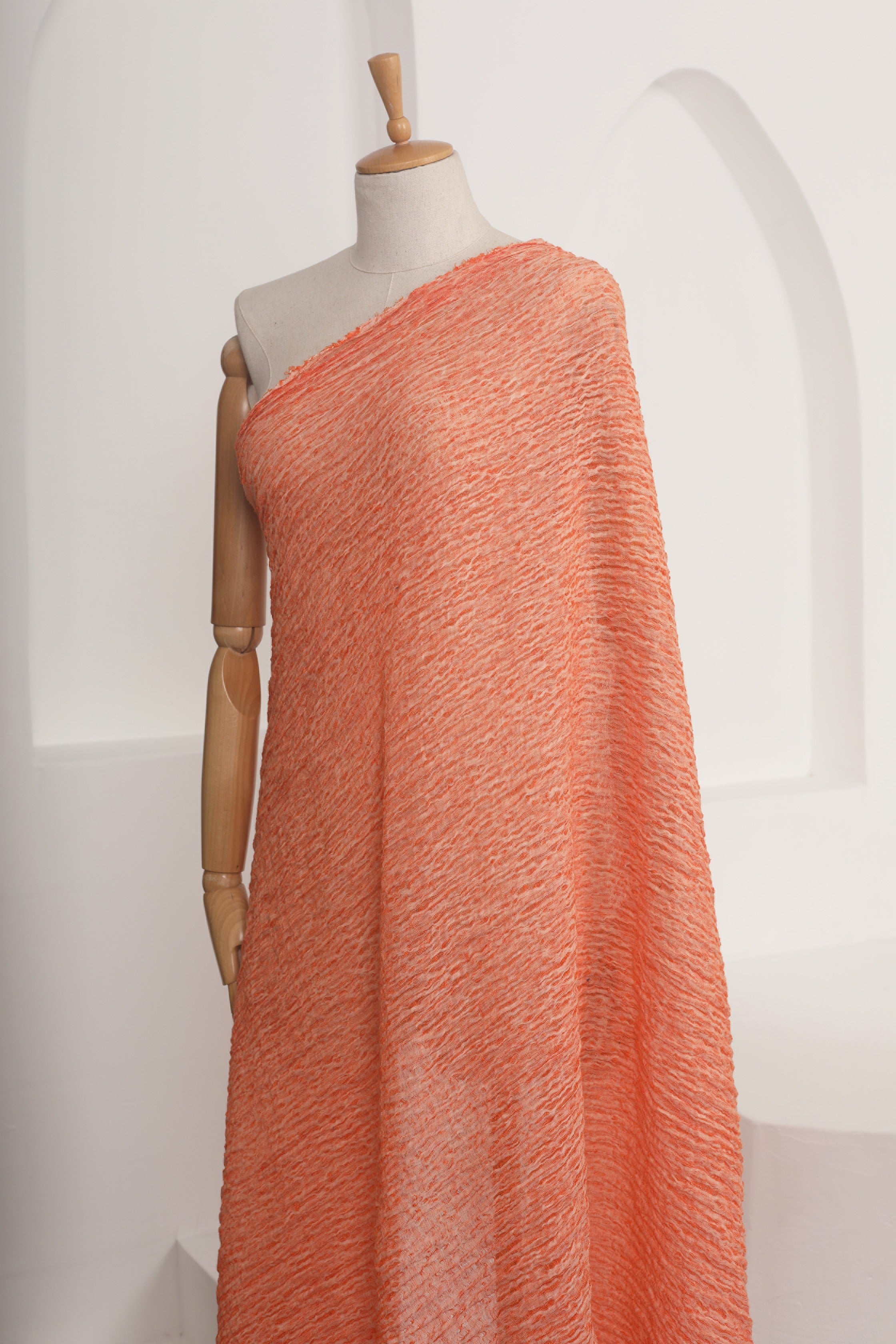 Orange Natural Sheer, Textured Cotton Linen Mix Special Fabrics ...