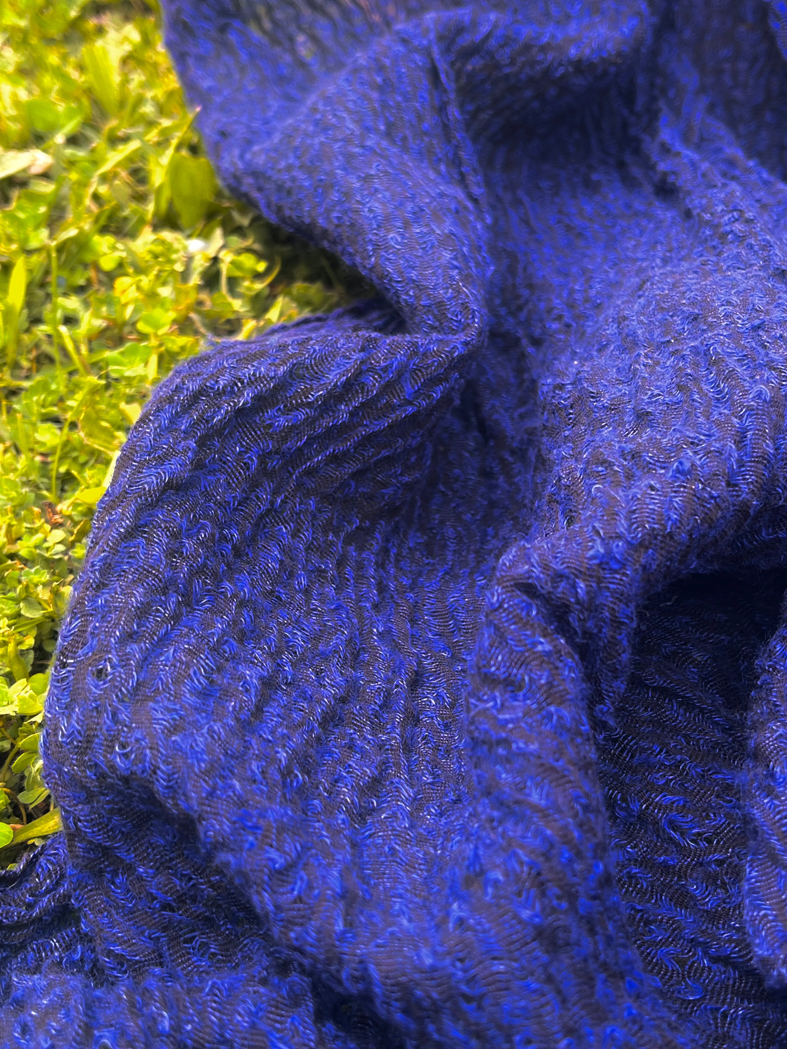 Indigo Blue Linen Fabric By The Yard Textured Handloom Semi-Sheer Natu ...