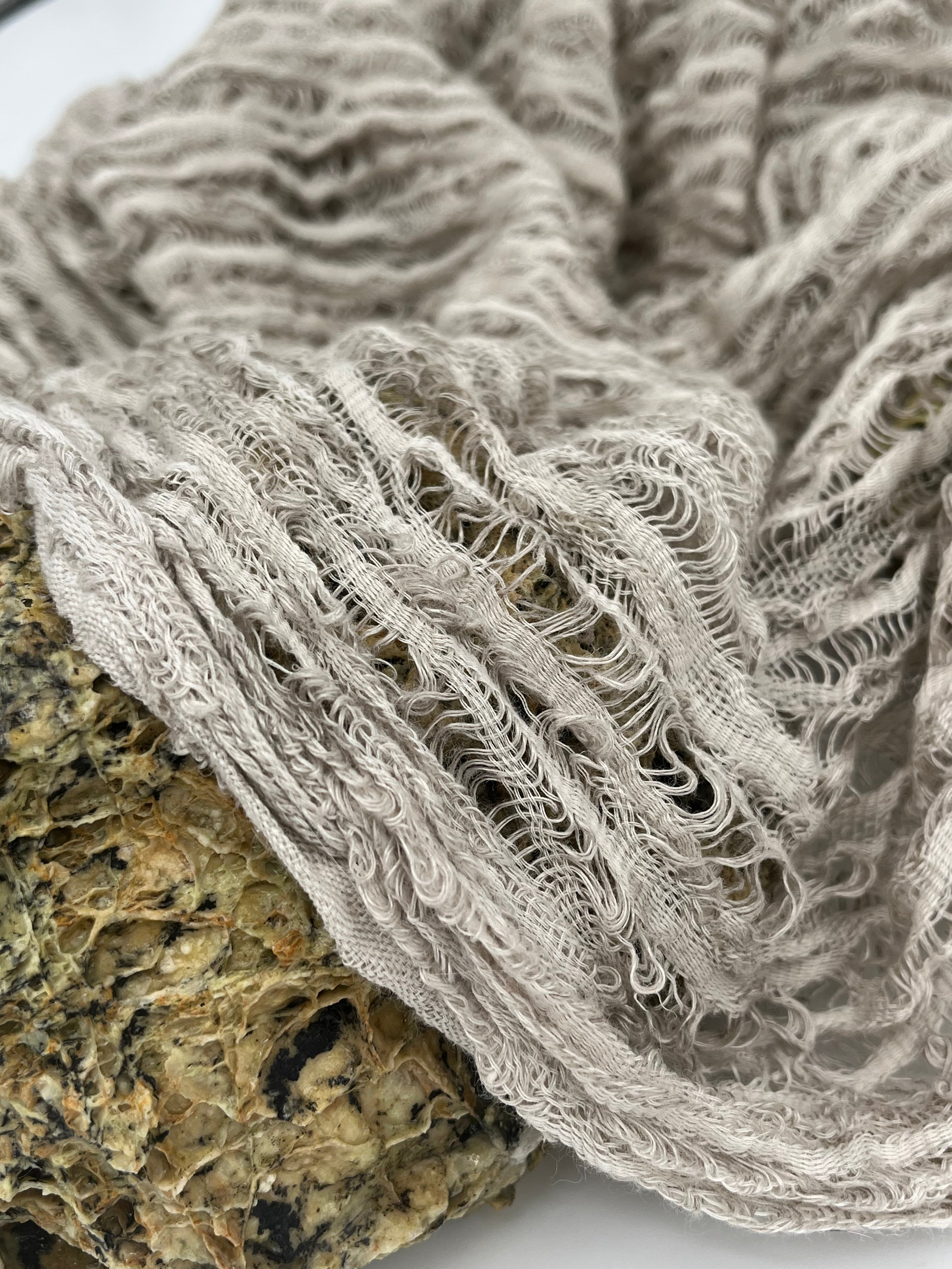 Stone Colour Unique Natural Sheer, Textured Cotton Linen Mix Special F ...