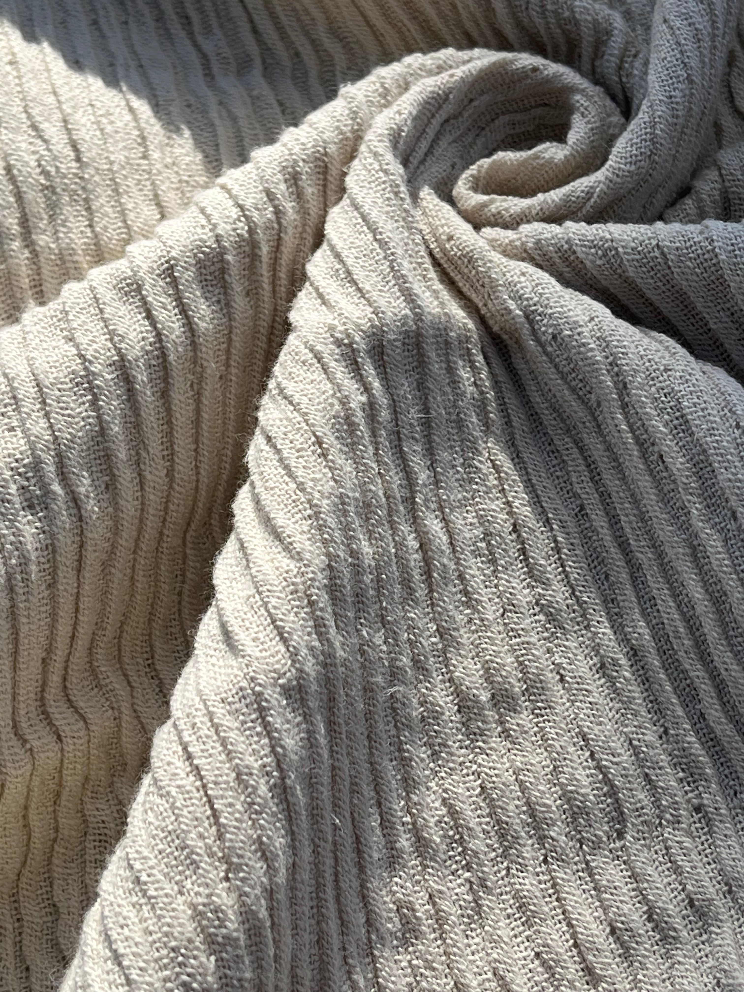Thick Double-Face Ribbed Organic Cotton Fabric – Undyed Natural ...