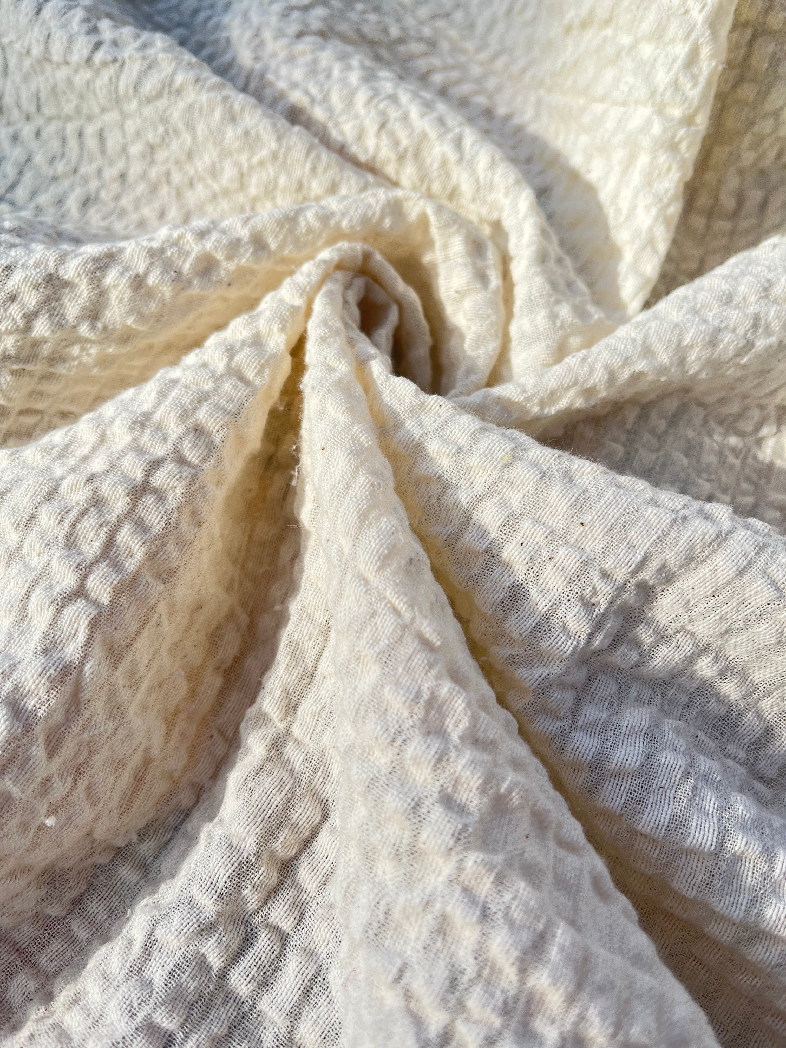 Ecru Cotton Linen Fabric By The Meter, Neutral Undyed Pin Stripes ...