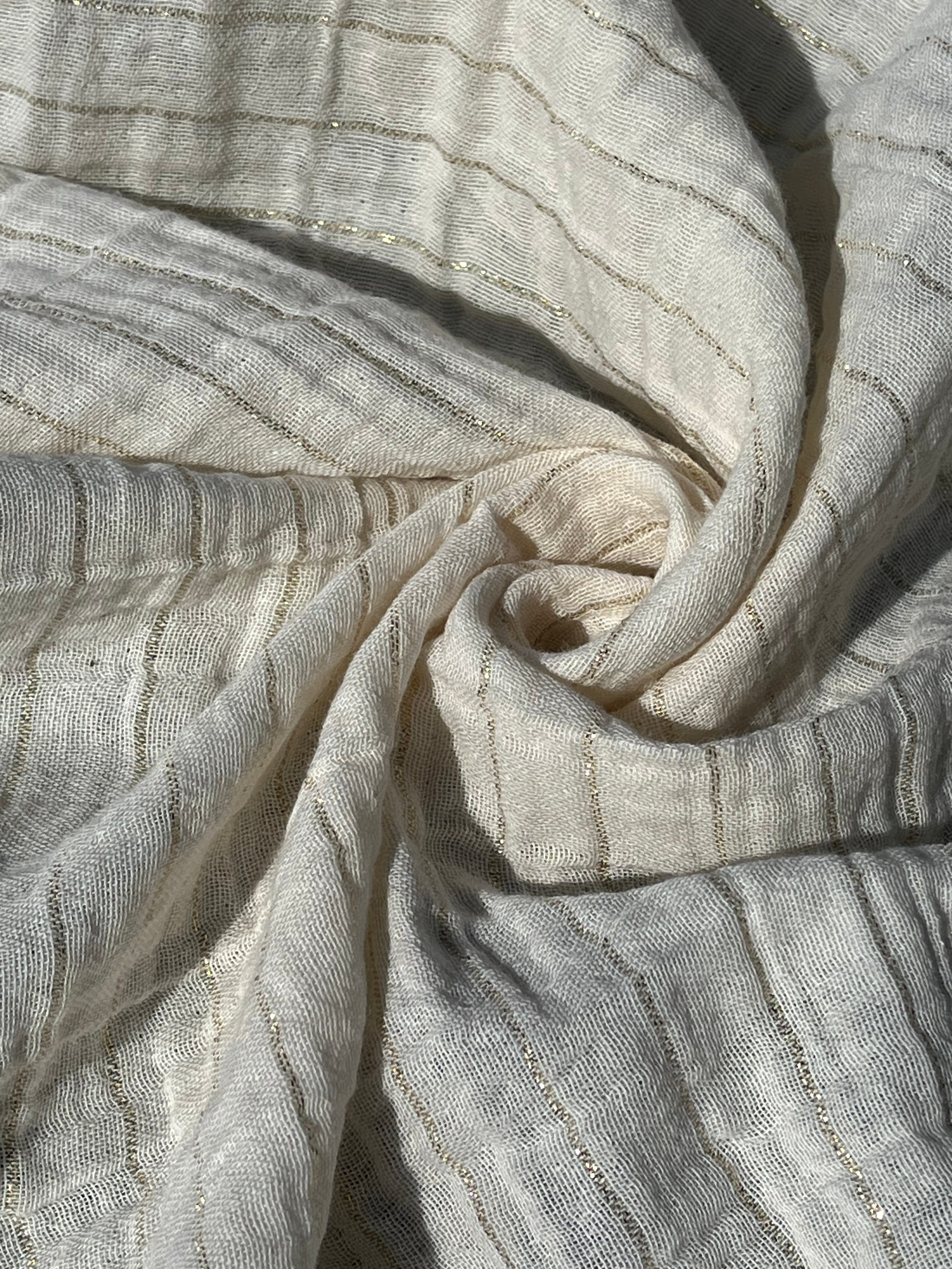 Muslin Fabric With Glitter Stripes By The Yard. – Anatolian Textures.