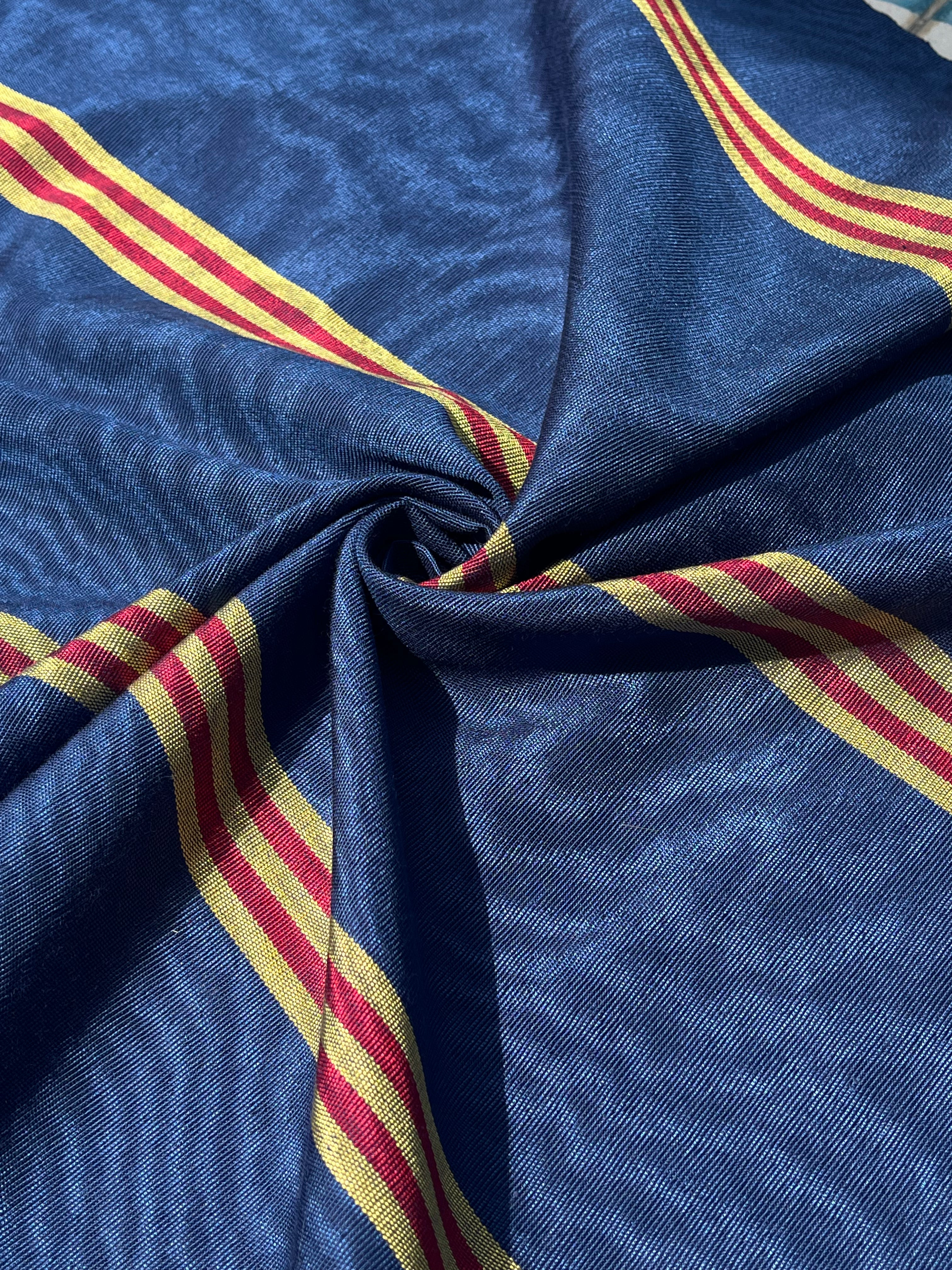 Navy Blue With Striped Pattern Moiré Fabric By The Yard – Luxurious Si ...